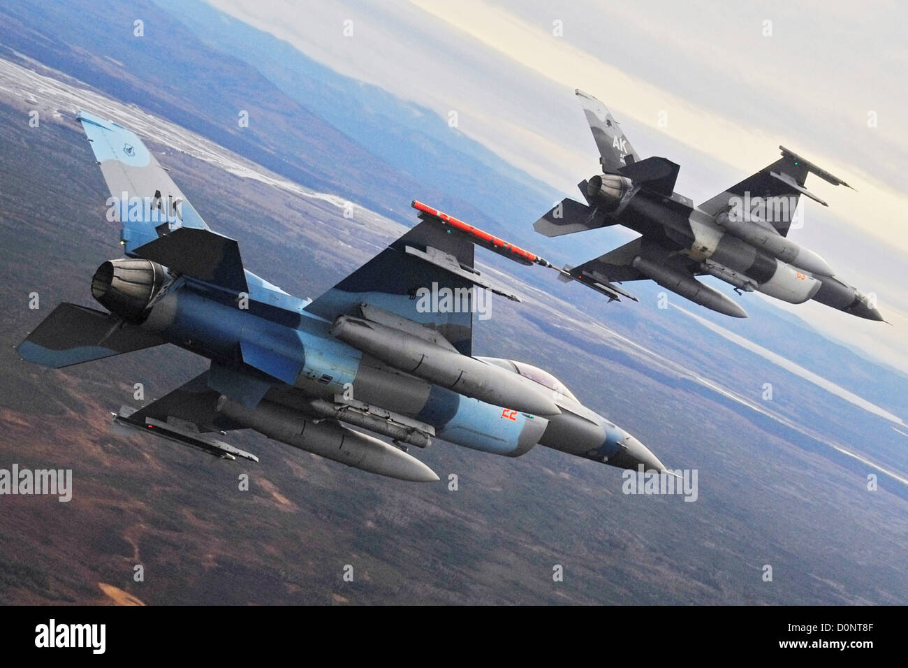 F-16 Fighting Falcon 'Aggressors' fly over Joint Pacific Alaska Range ...