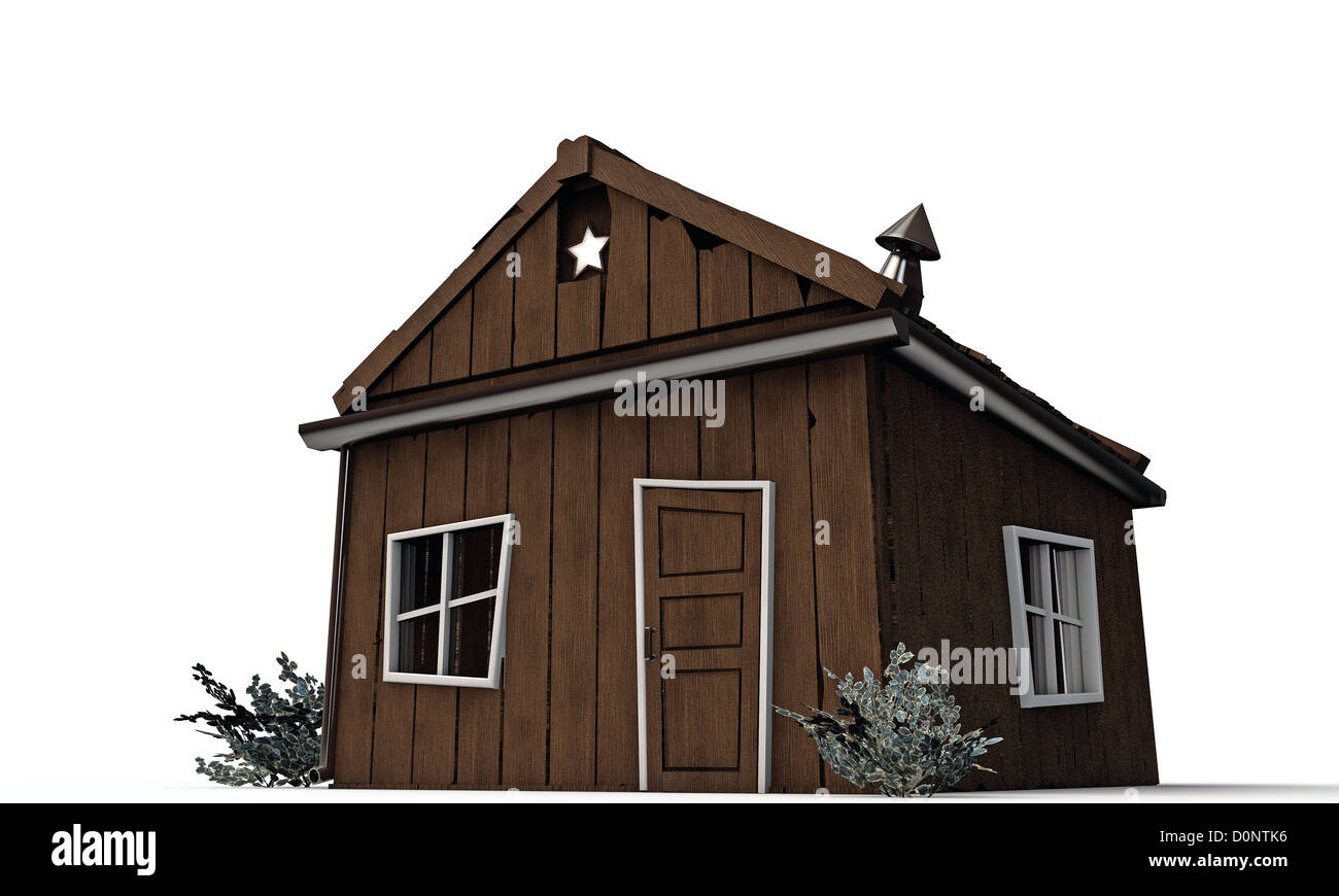 wooden cottage isolated on white background Stock Photo - Alamy