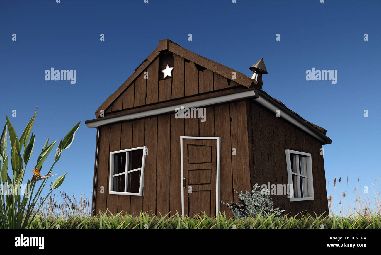 wooden cottage isolated on white background Stock Photo - Alamy