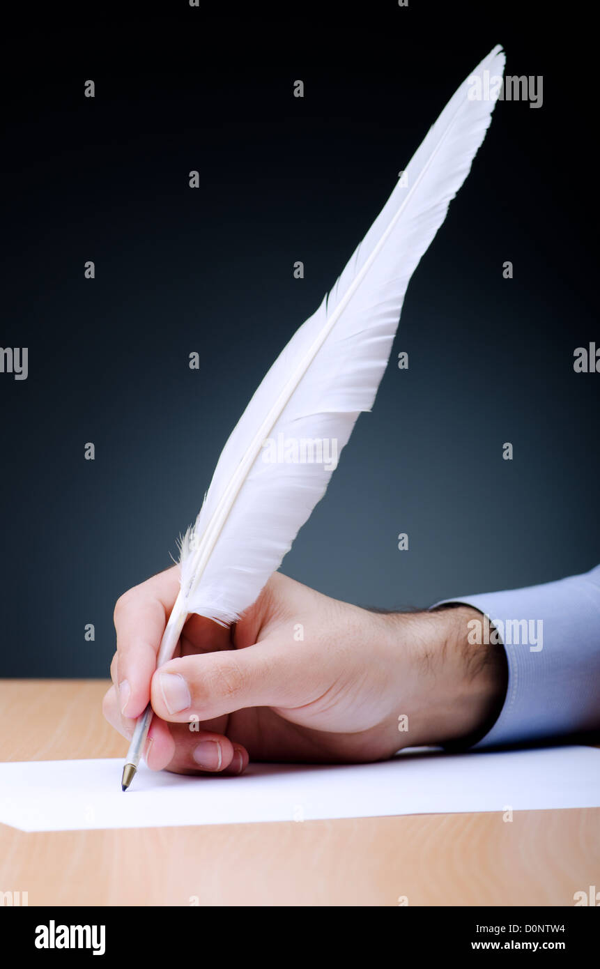 Hand writing document feather quill hi-res stock photography and images ...