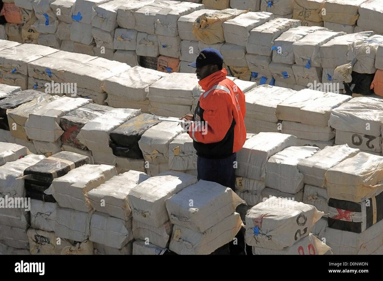 Drugs Off-Loaded from Coast Guard Cutter Stock Photo - Alamy