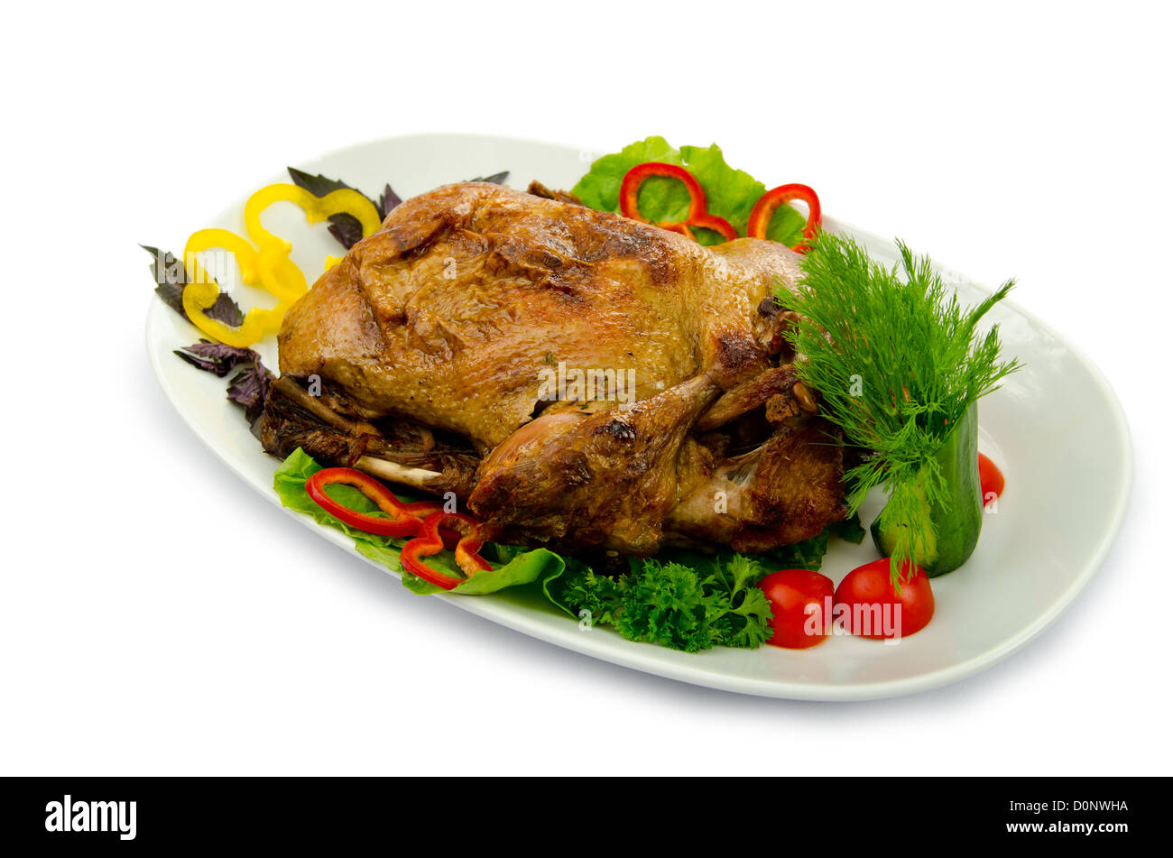 Roasted turkey served in plate Stock Photo - Alamy