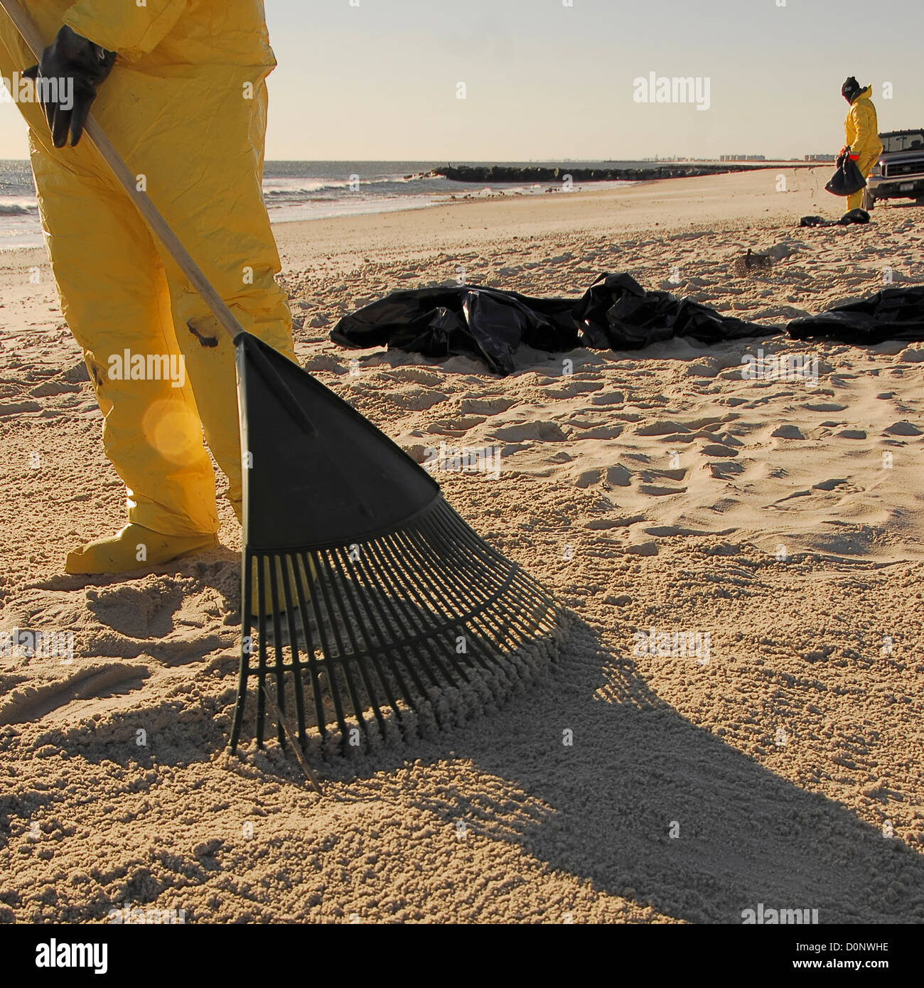 Raking the Beach Stock Photo - Alamy