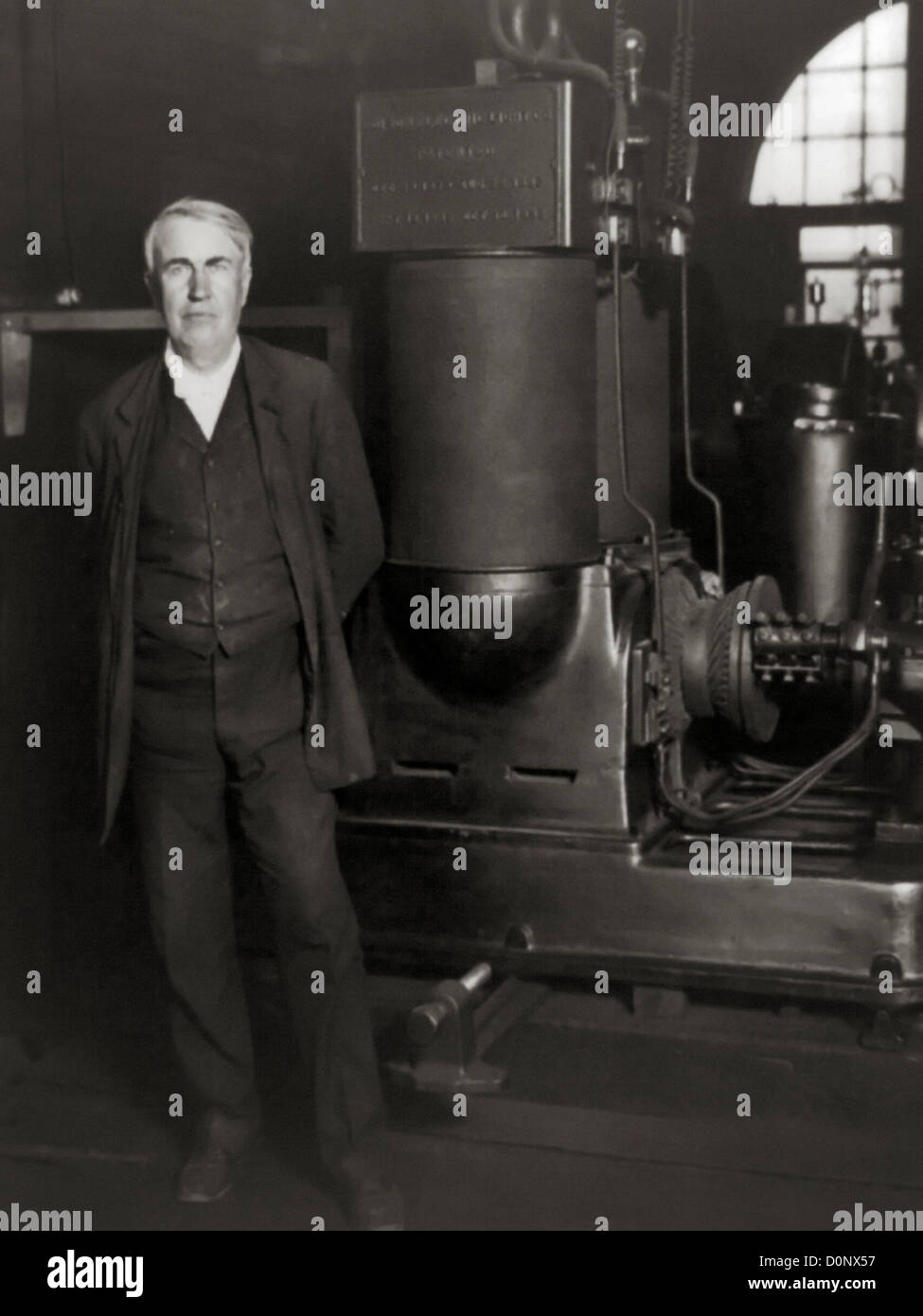 Inventor Thomas Edison and His Original Dynamo Stock Photo - Alamy