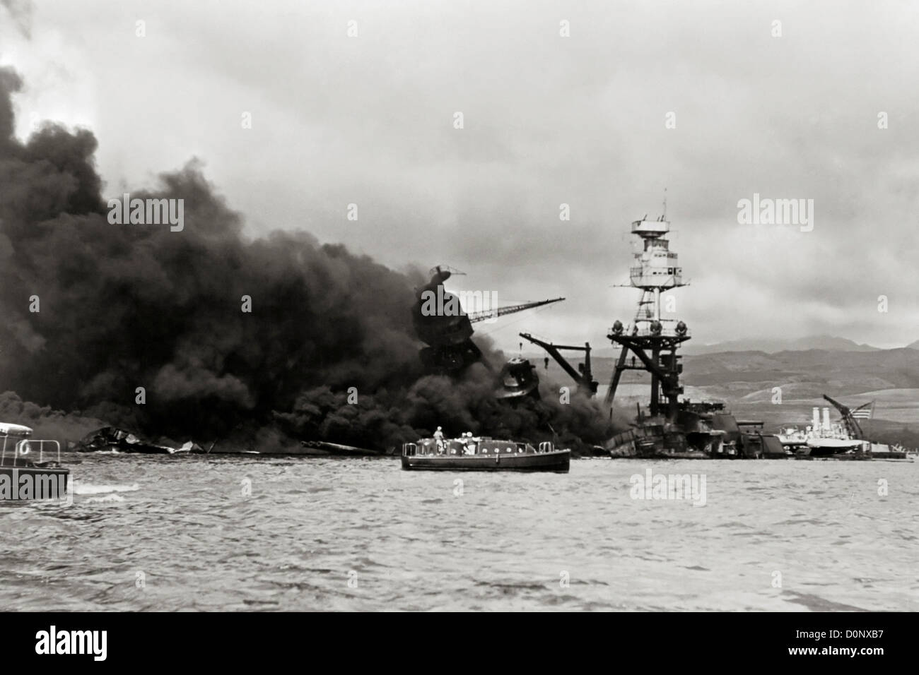 USS Arizona Burning Stock Photo - Alamy