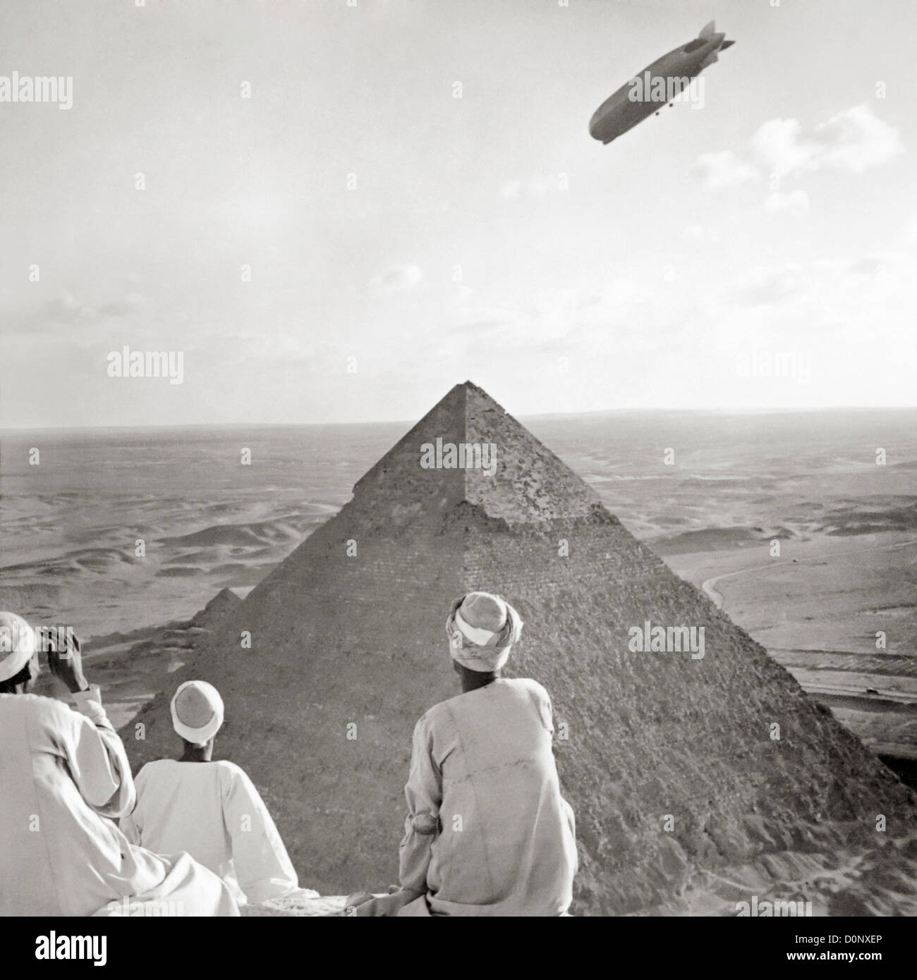 Graf Zeppelin Over the Great Pyramids Stock Photo - Alamy