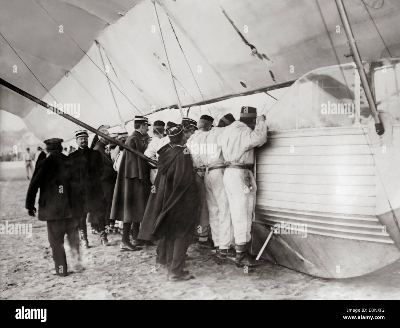 Soldiers Examine German Zeppelin Accidentally in France Stock Photo - Alamy