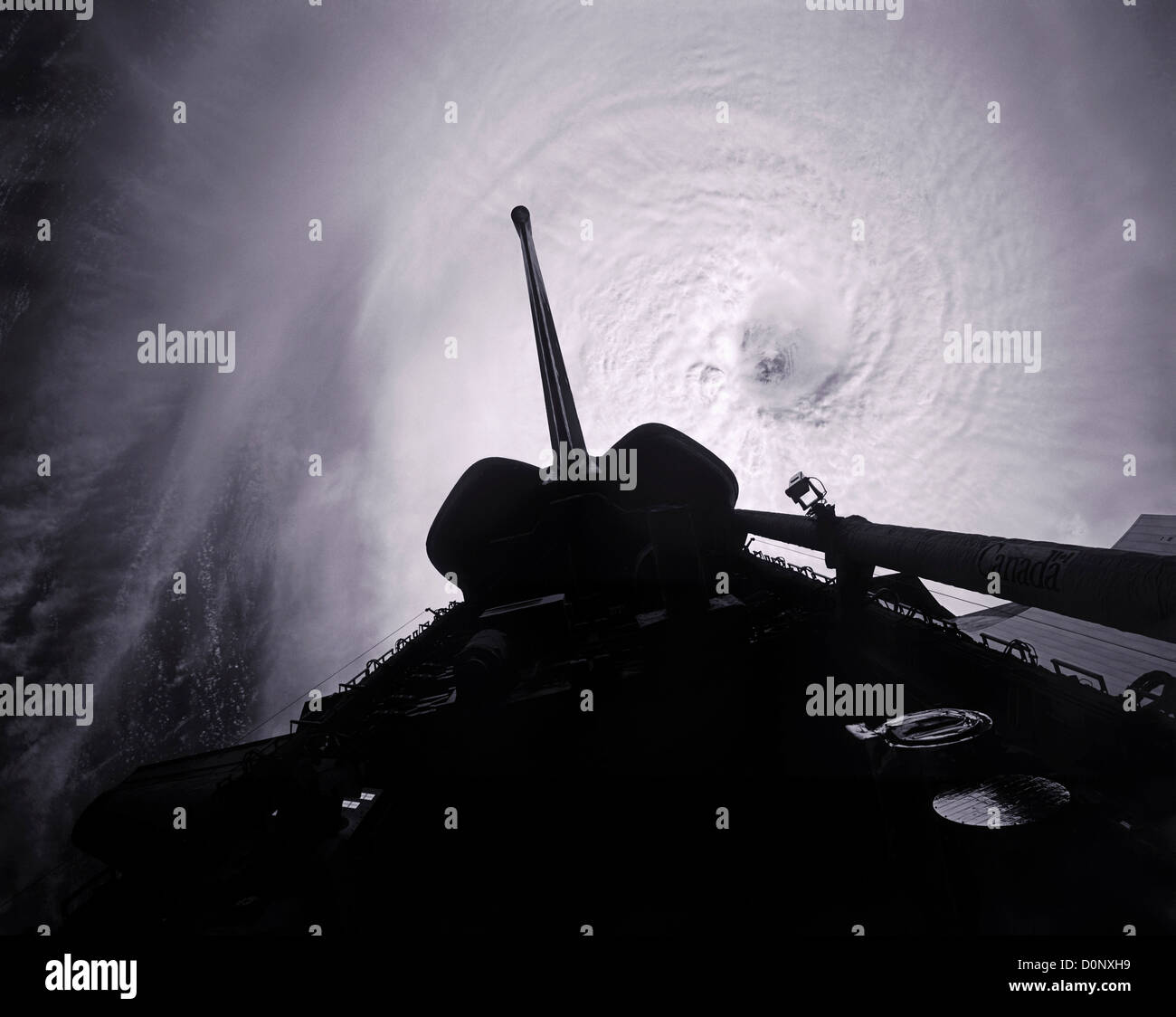 View of a Cyclone Behind the Tail of Space Shuttle Columbia in Earth ...