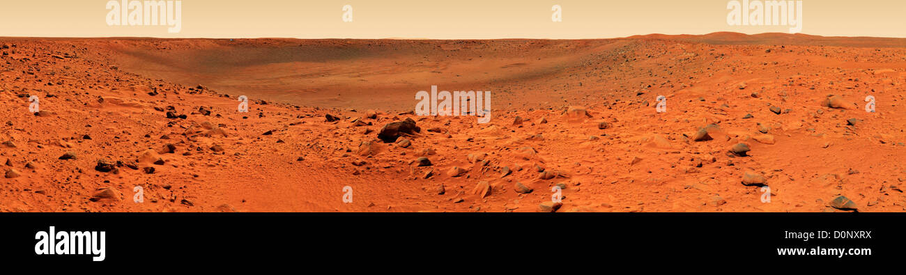 Photo Mosaic 180 Degree Panorama of Bonneville Crater, Mars from Spirit ...