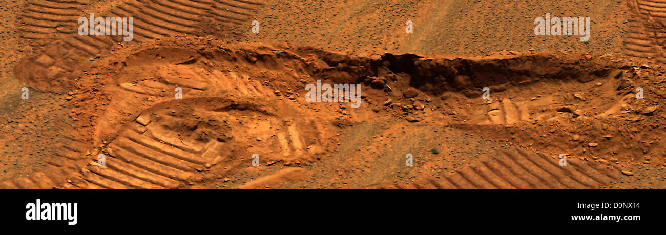 Tread Tracks on an Alien World, Mars, Made by Rover Opportunity Stock ...