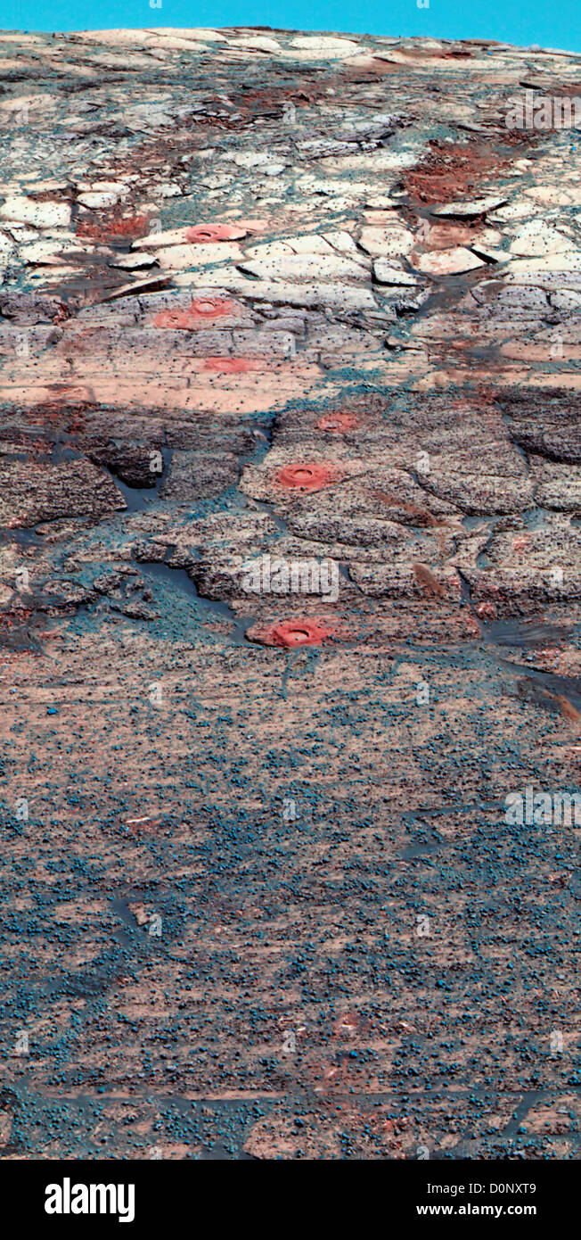 Drill Holes and Rover Tracks, Endurance Crater, Mars, Seen From Rover ...