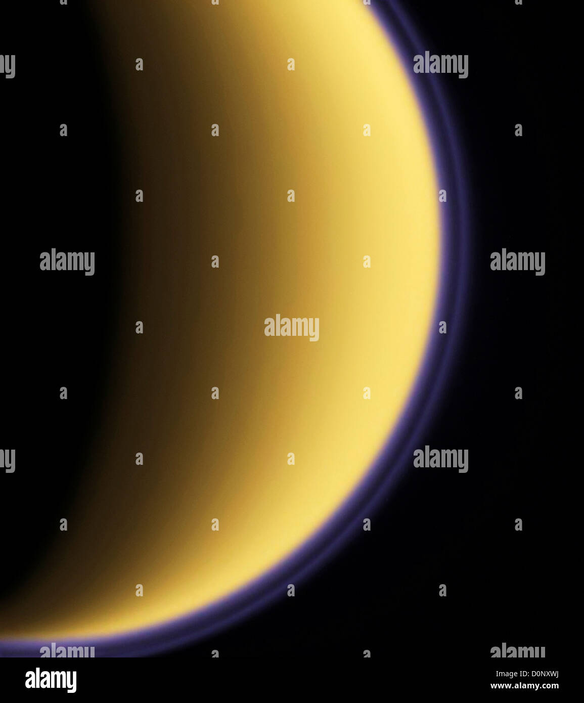 The Purple Haze of Titan Seen by Cassini Stock Photo - Alamy