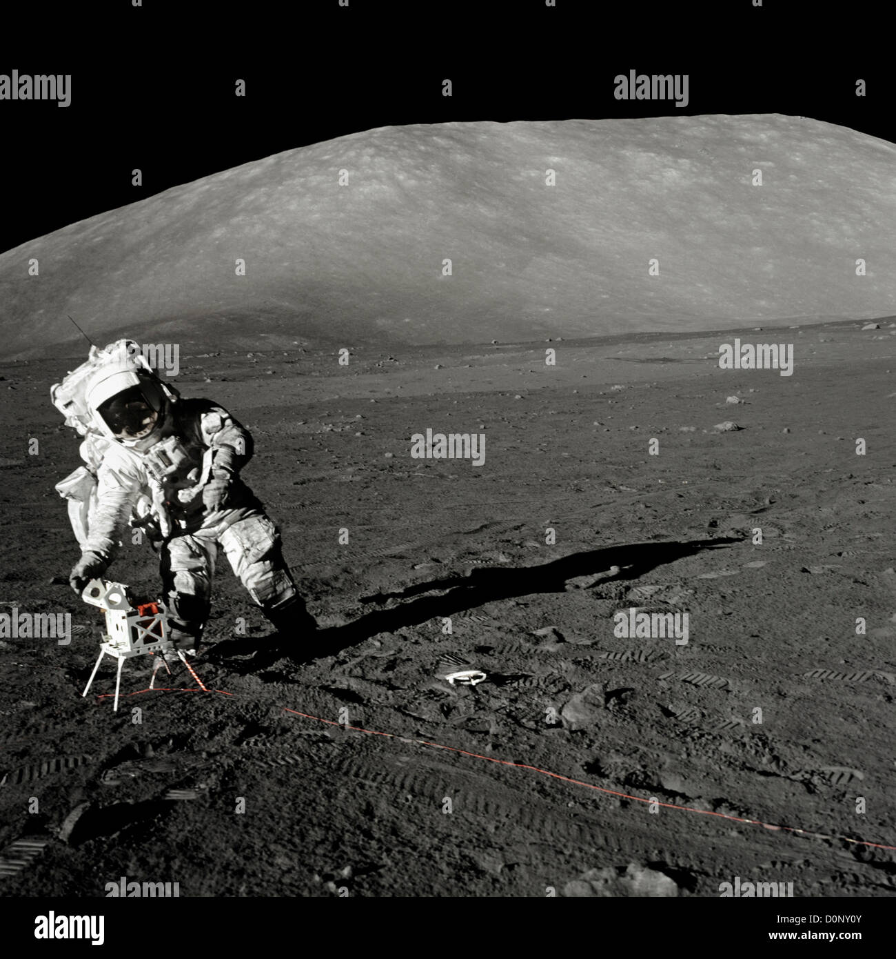 Apollo 17 Astronaut Doing Science on the Moon Stock Photo - Alamy