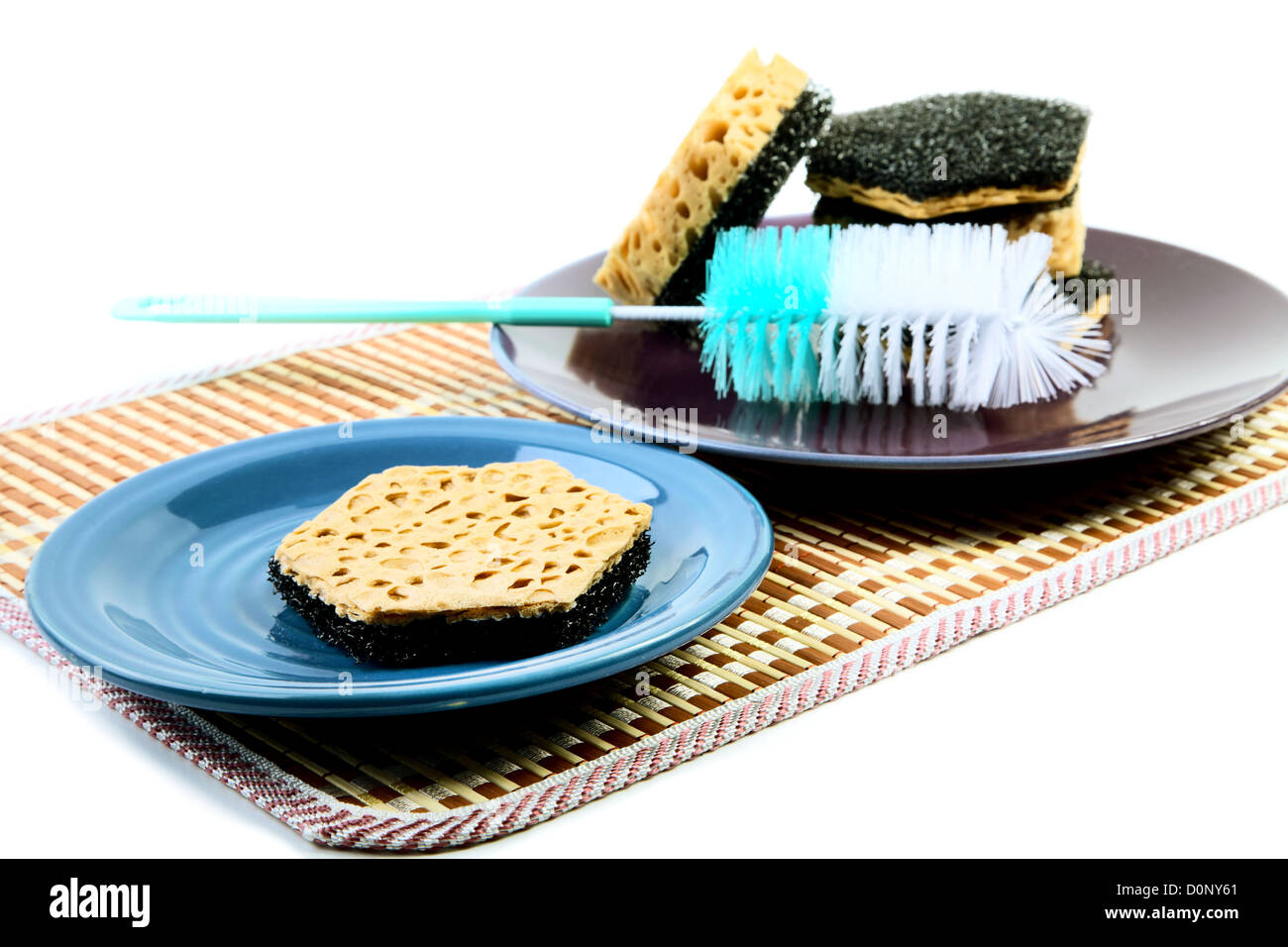 kitchen sponges for ware washing on a white Stock Photo - Alamy