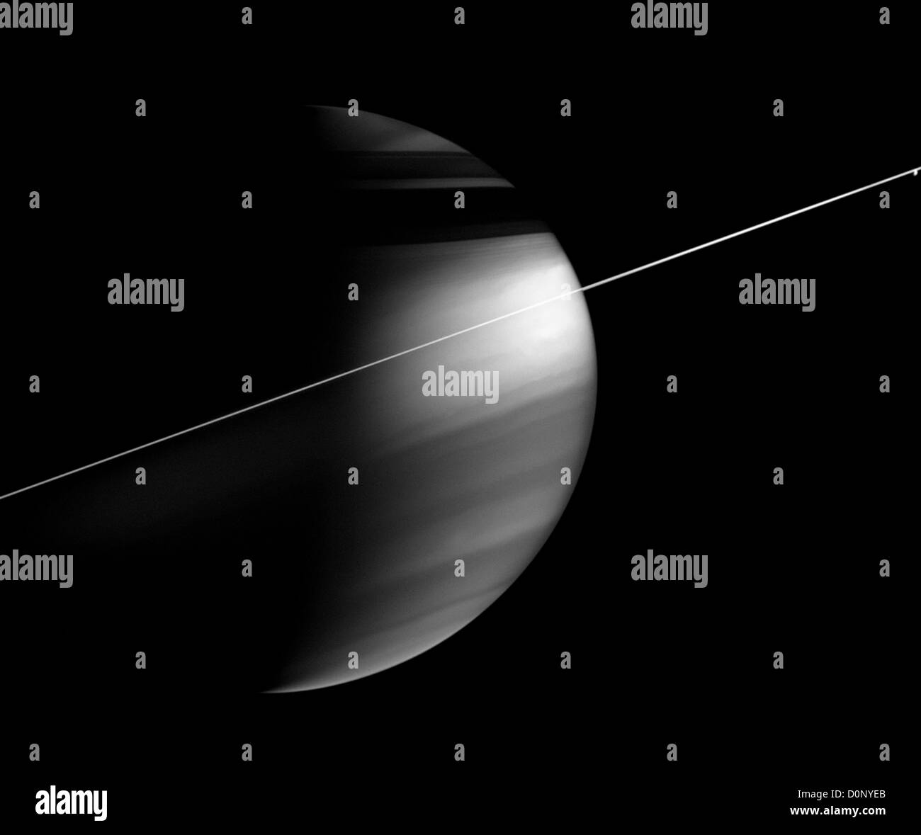 Saturn's Rings Edge On, with Shadow Stock Photo - Alamy