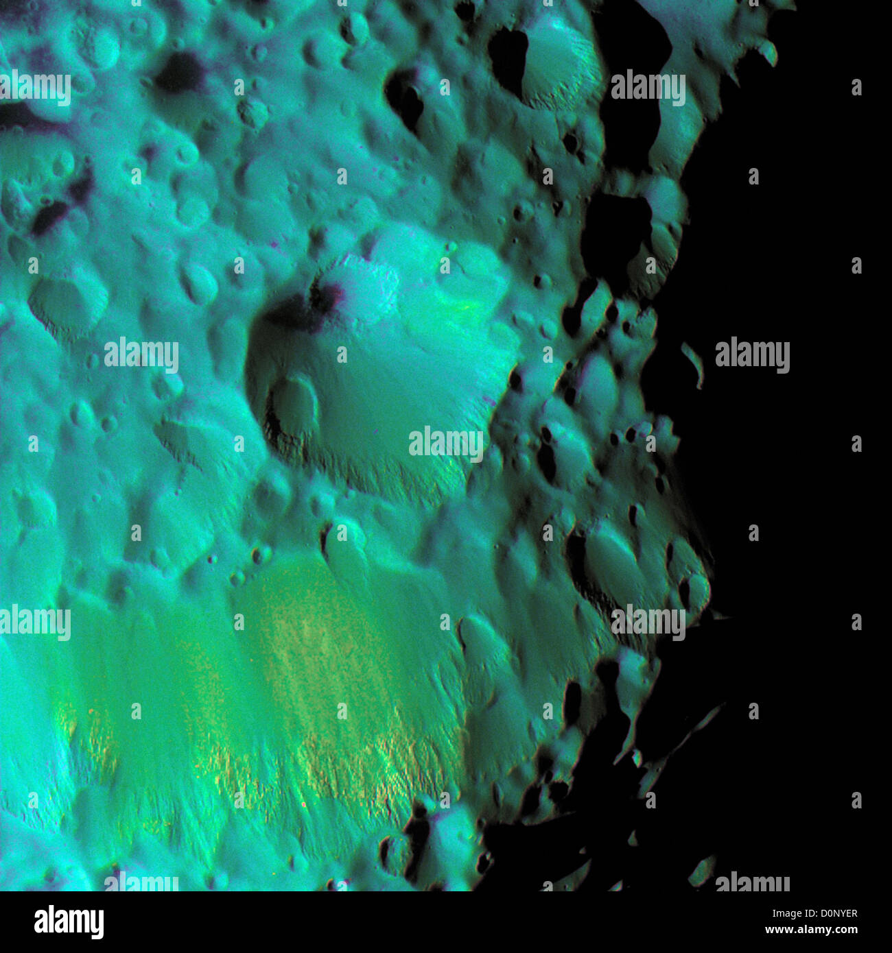 False Color Image of Crater on Hyperion Stock Photo - Alamy