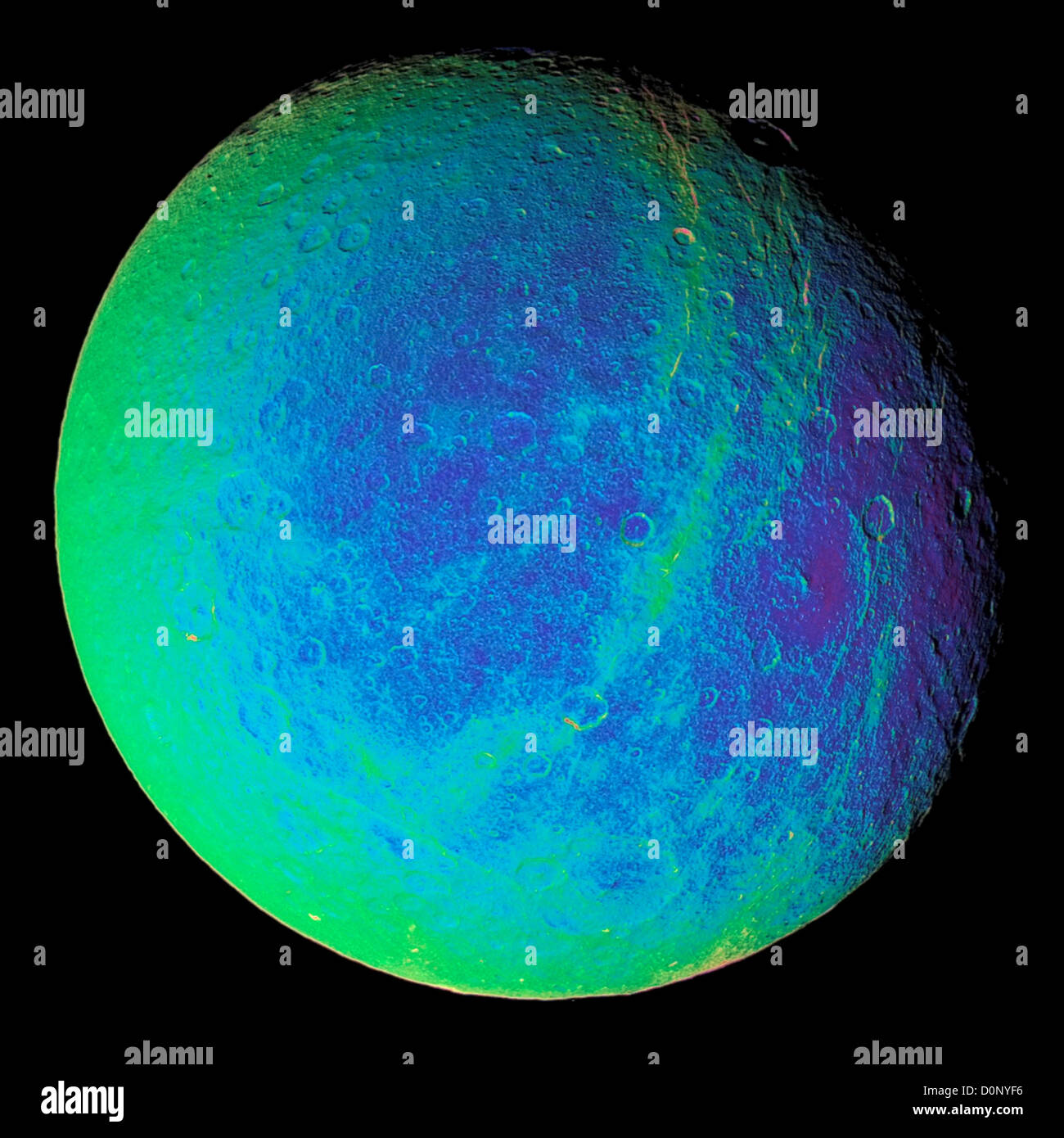 False Color Image of Saturn's Moon Rhea Stock Photo - Alamy