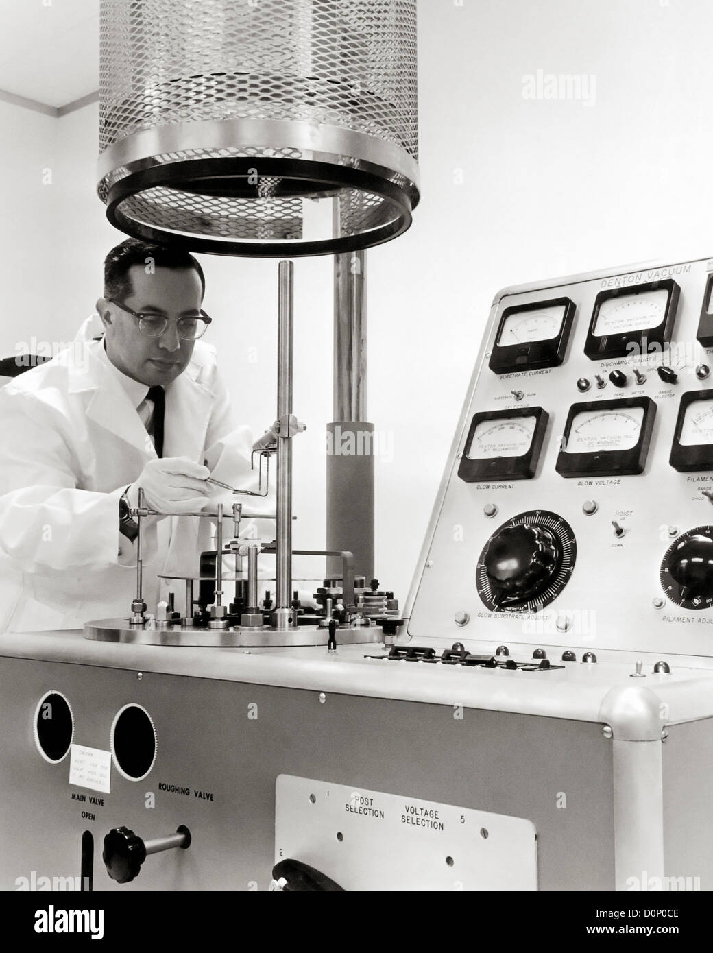 Conducting an Experiment with a Vacuum Evaporator at ERC Stock Photo ...