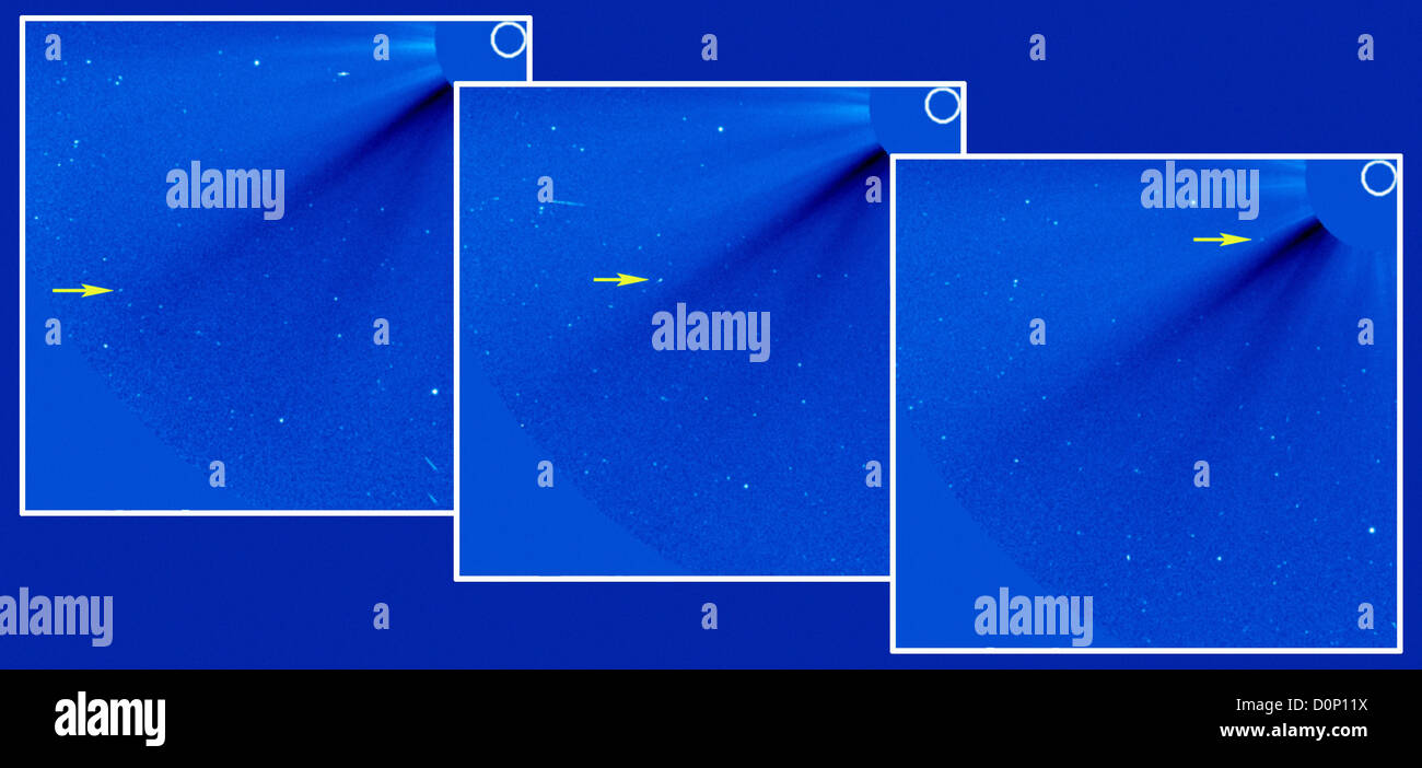 Arrows point out small comet plunging into Sun as seen Solar ...