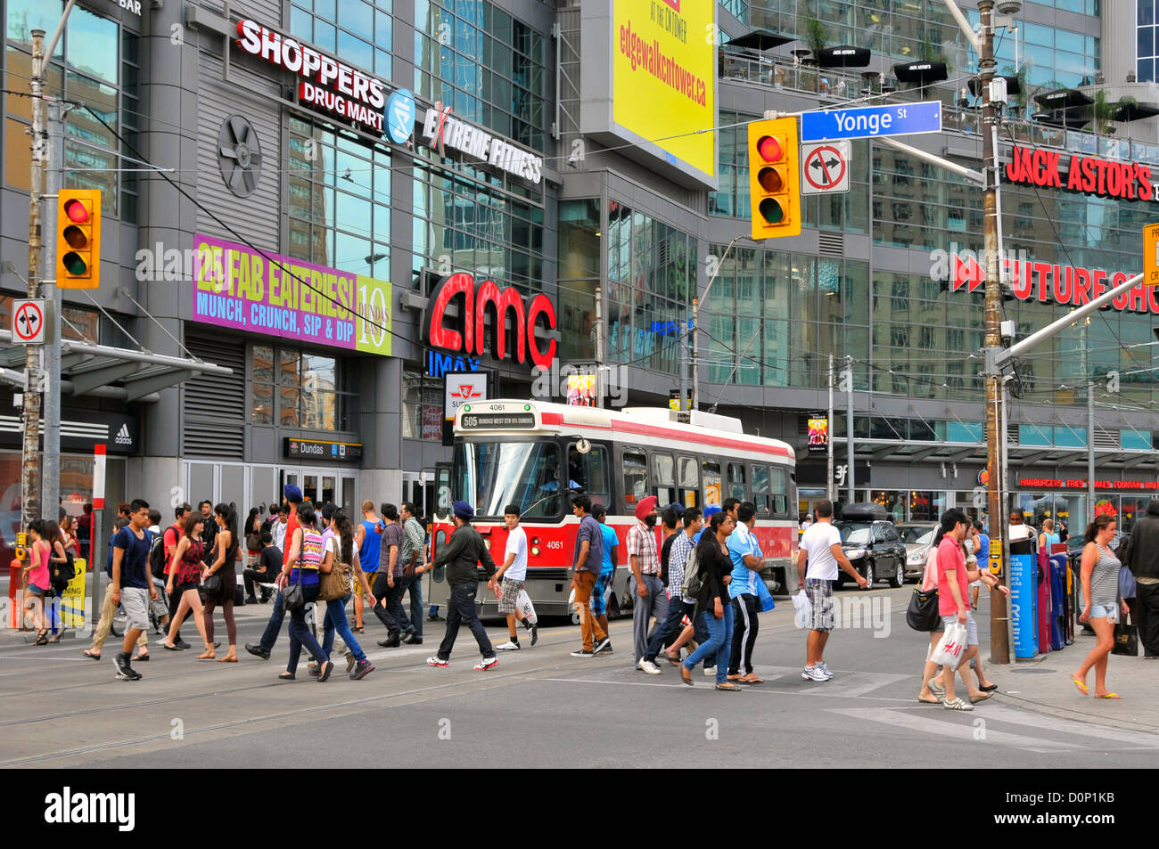 Toronto Ontario Canada Yonge Dundas Square shopping district downtown ...