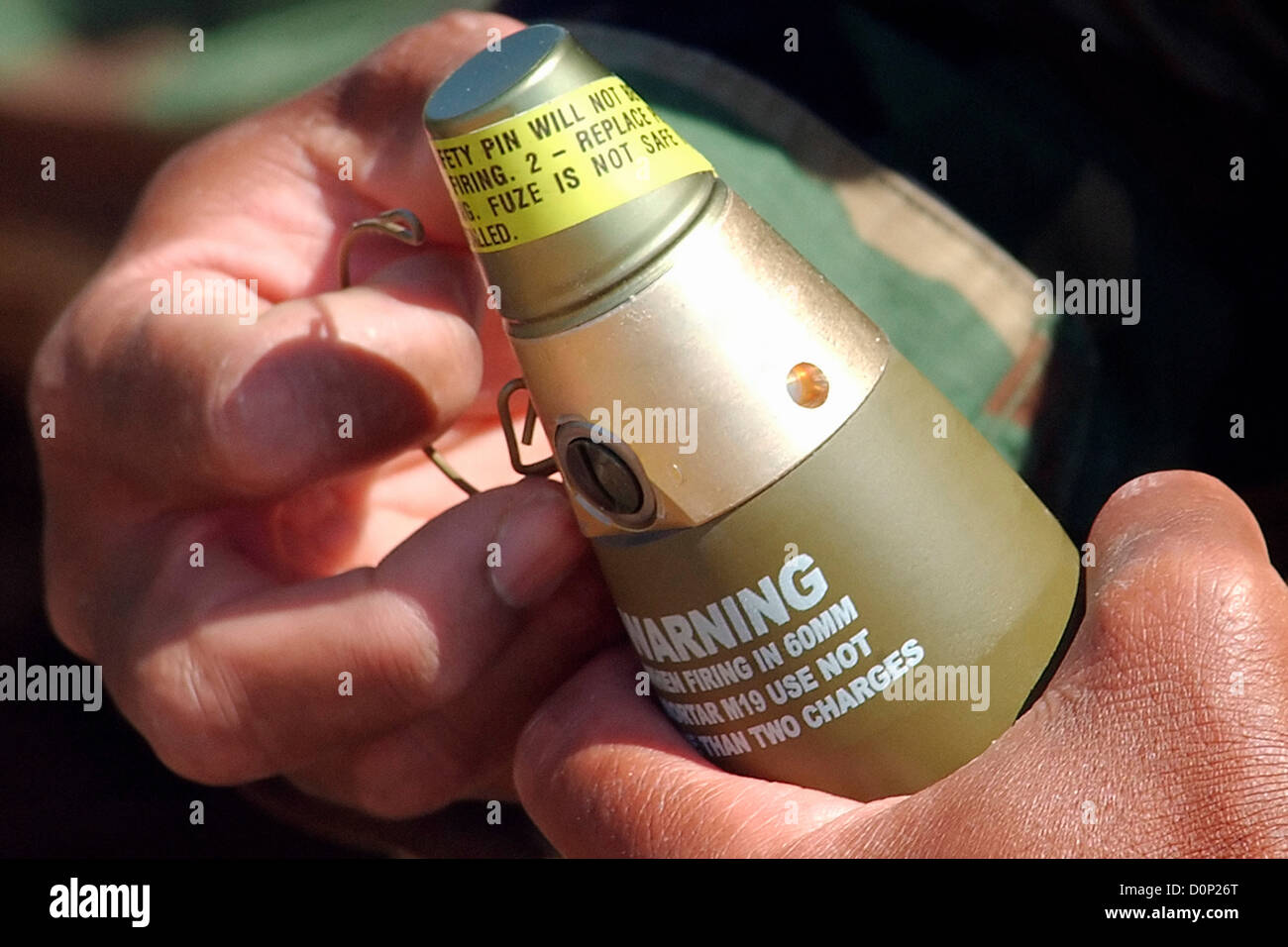 Pulling Pin on Mortar Round Stock Photo - Alamy