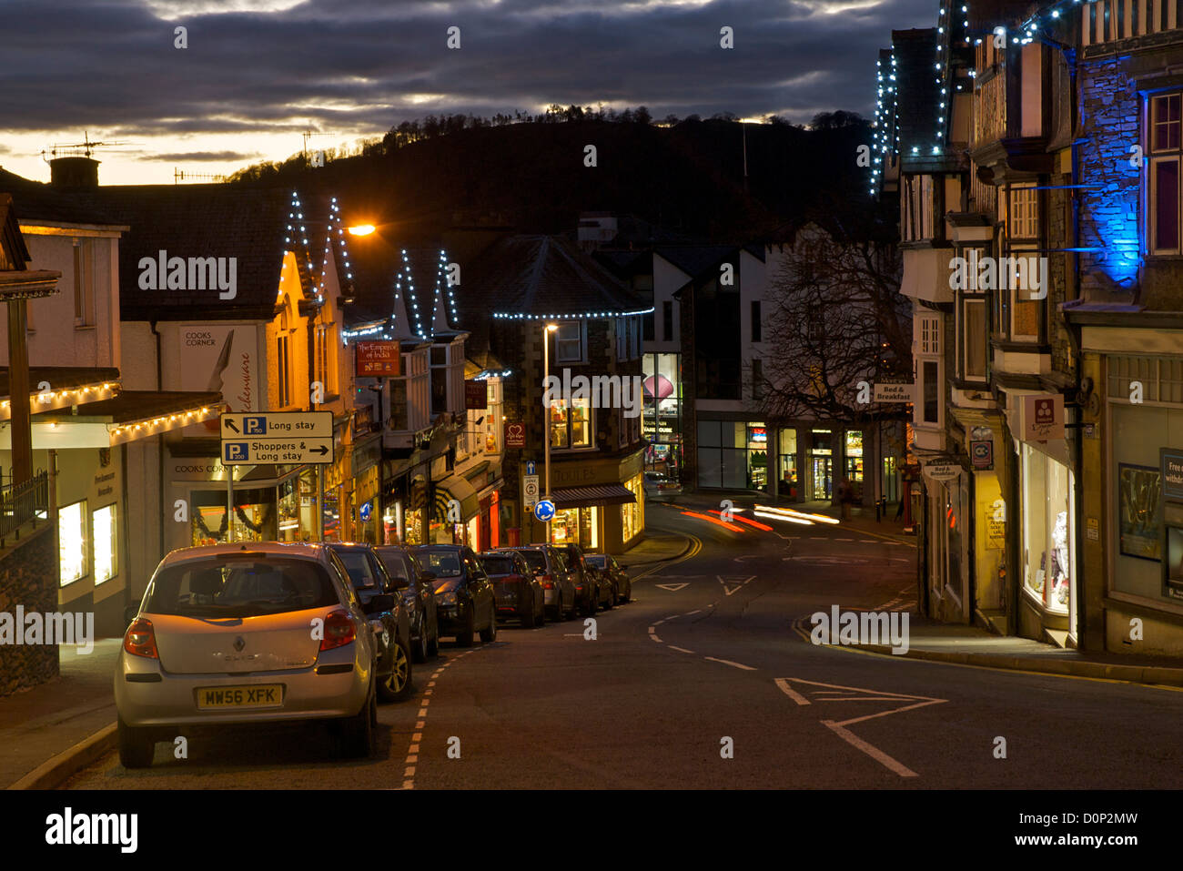 Bowness at night, Lake District National Park, Cumbria, England UK ...