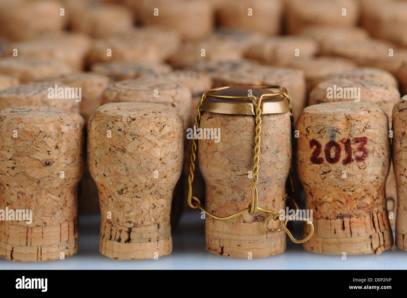 Closeup of a large group of Champagne corks, that fill the frame ...
