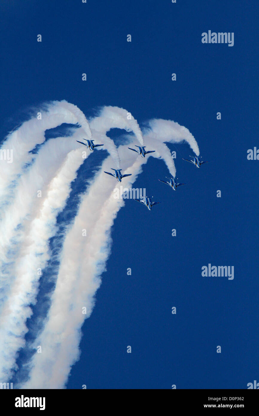 The Blue Impulse aerobatic display Japan Stock Photo - Alamy