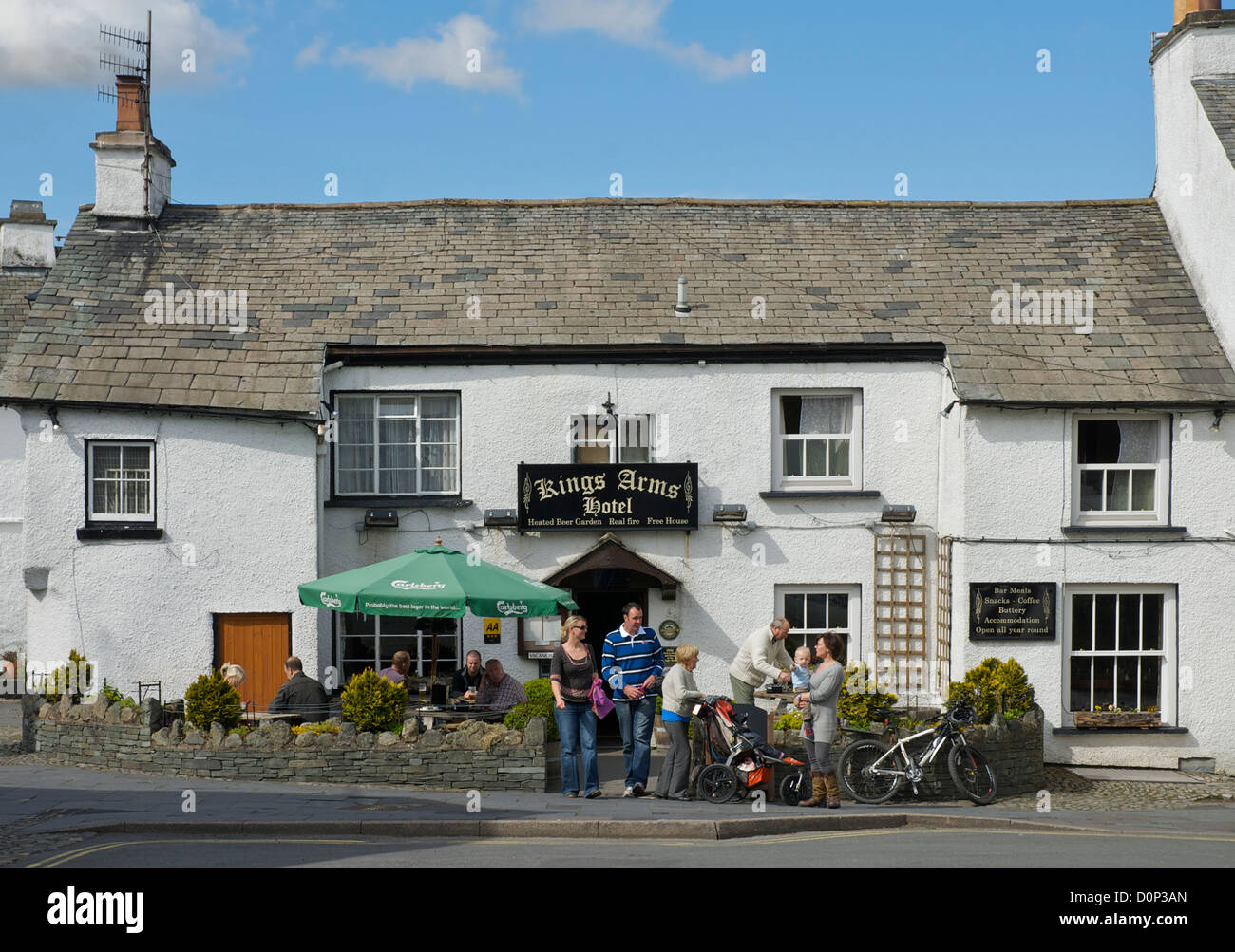 The Kings Arms Hotel in the village of Hawkshead, Lake District ...