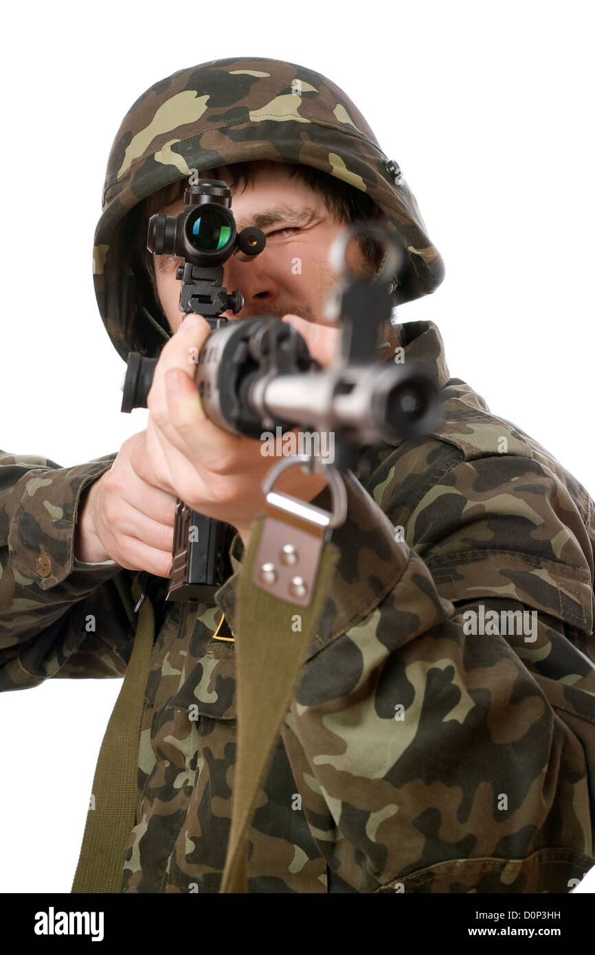 Soldier with a rifle Stock Photo - Alamy