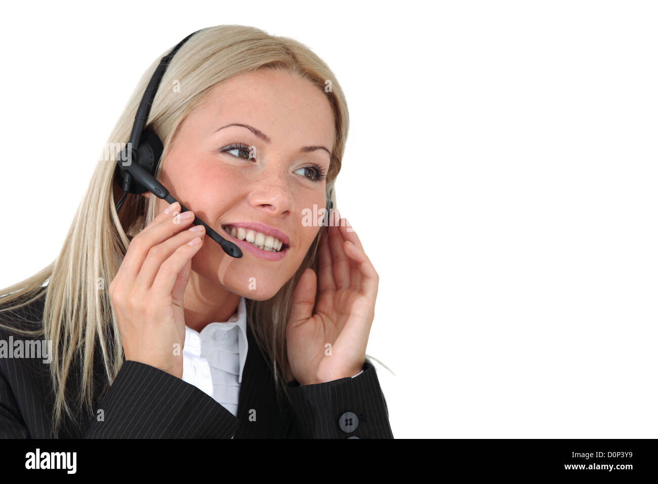 business woman speak with headset Stock Photo - Alamy