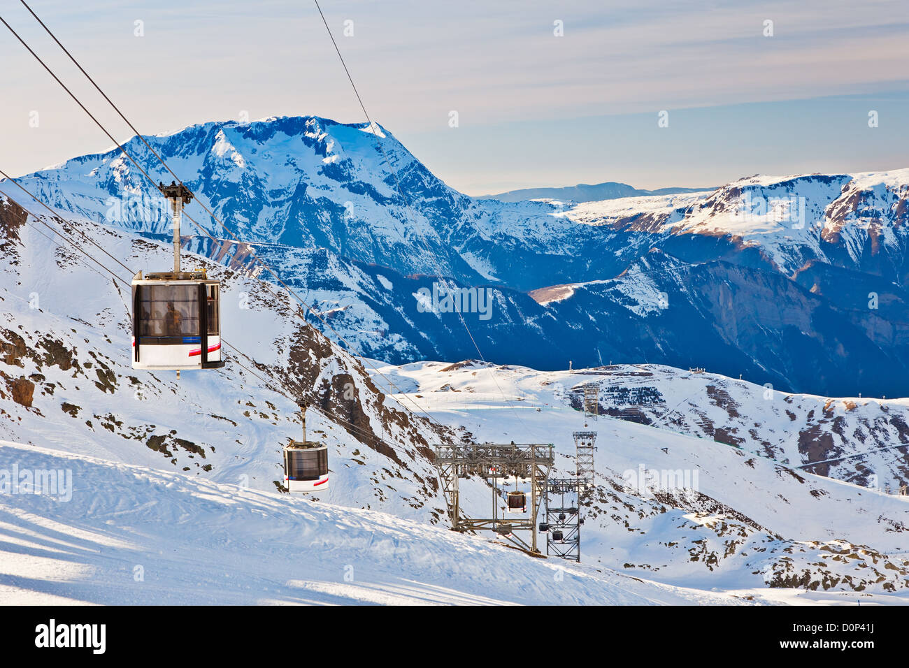 Funicular in ski resort, French Alps Stock Photo - Alamy