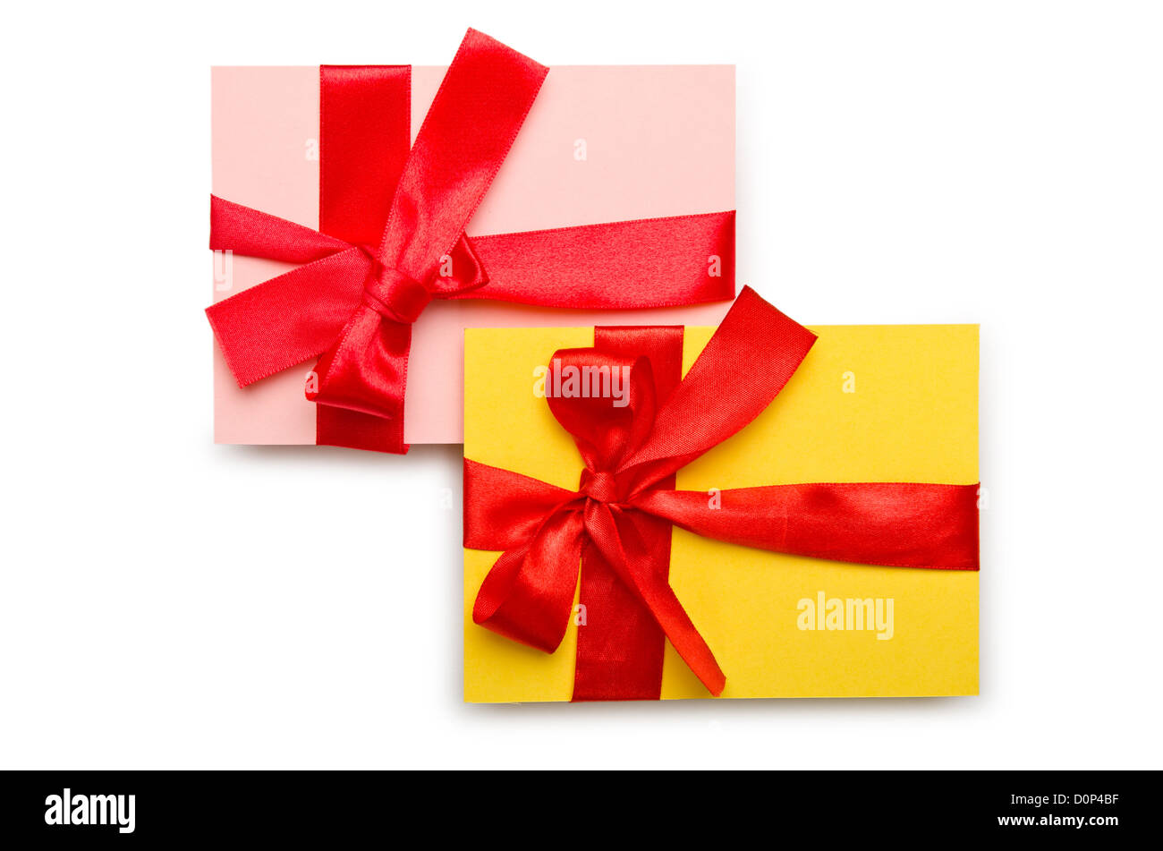 Envelope with colourful ribbon on white Stock Photo - Alamy