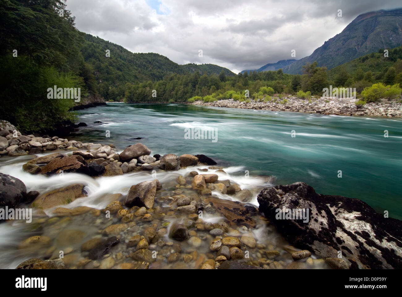 Stream flowing chiles futaleufu river hi-res stock photography and ...