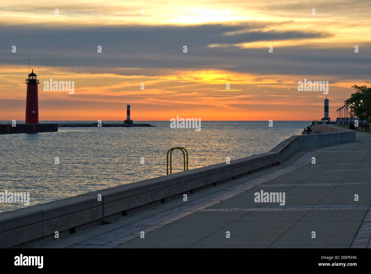 Sunrise in Kenosha harbor Stock Photo - Alamy