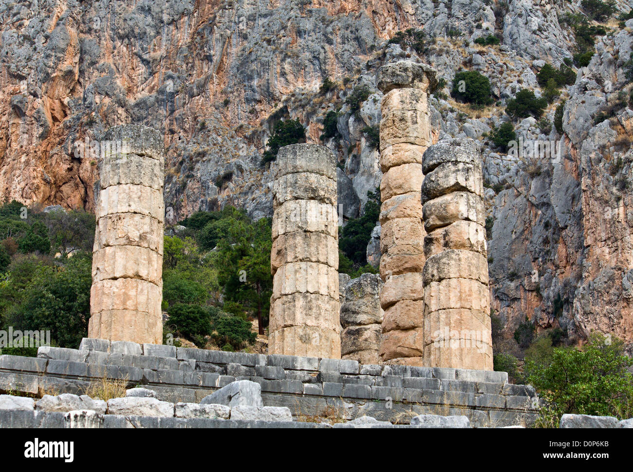 Temple of Apollo at Delphi oracle archaeological site in Greece Stock ...