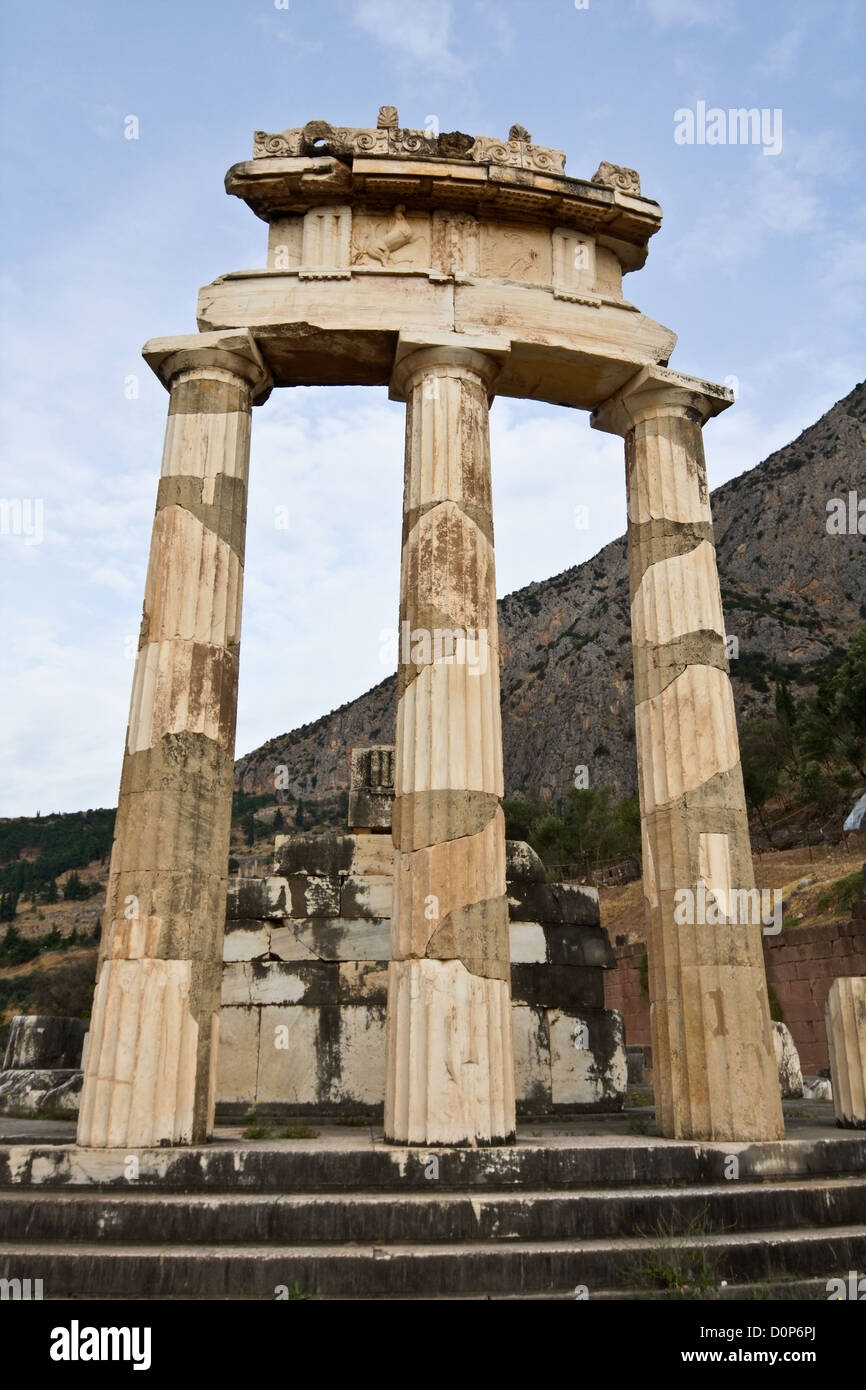 Temple of Athena pronoia at Delphi oracle archaeological site in Greece ...
