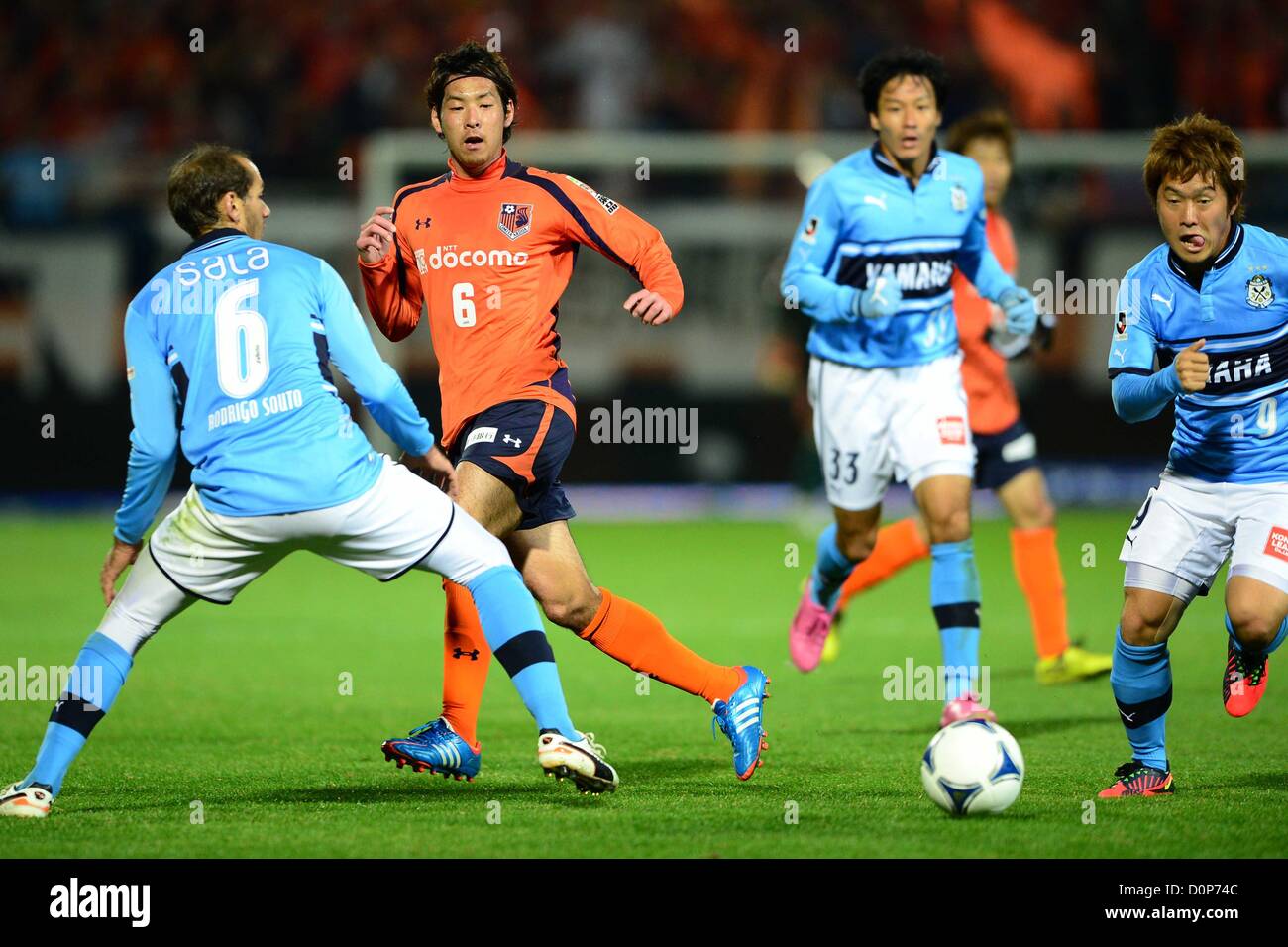 (L-R) Rodrigo Souto (Jubilo), Takuya Aoki (Ardija), Yoshiaki Fujita, Ryohei Yamazaki (Jubilo ...
