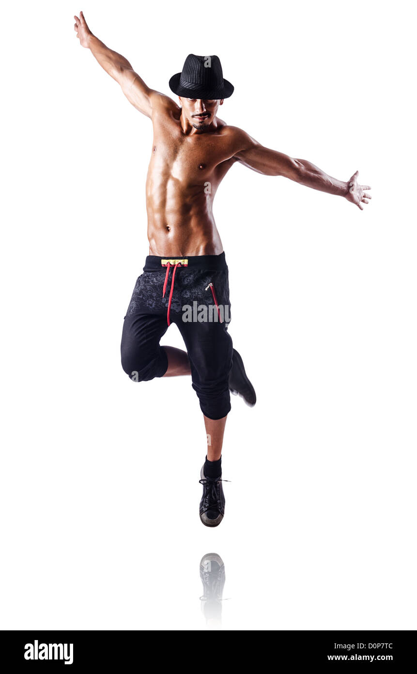 Muscular dancer isolated on white Stock Photo - Alamy