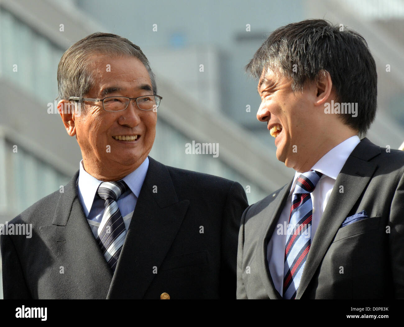 November 29, 2012, Tokyo, Japan - Shintaro Ishihara, left, and Mayor ...