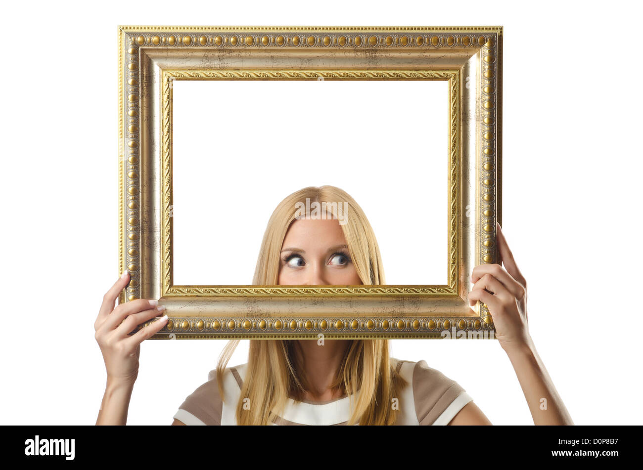 Picture frame and attractive woman Stock Photo - Alamy