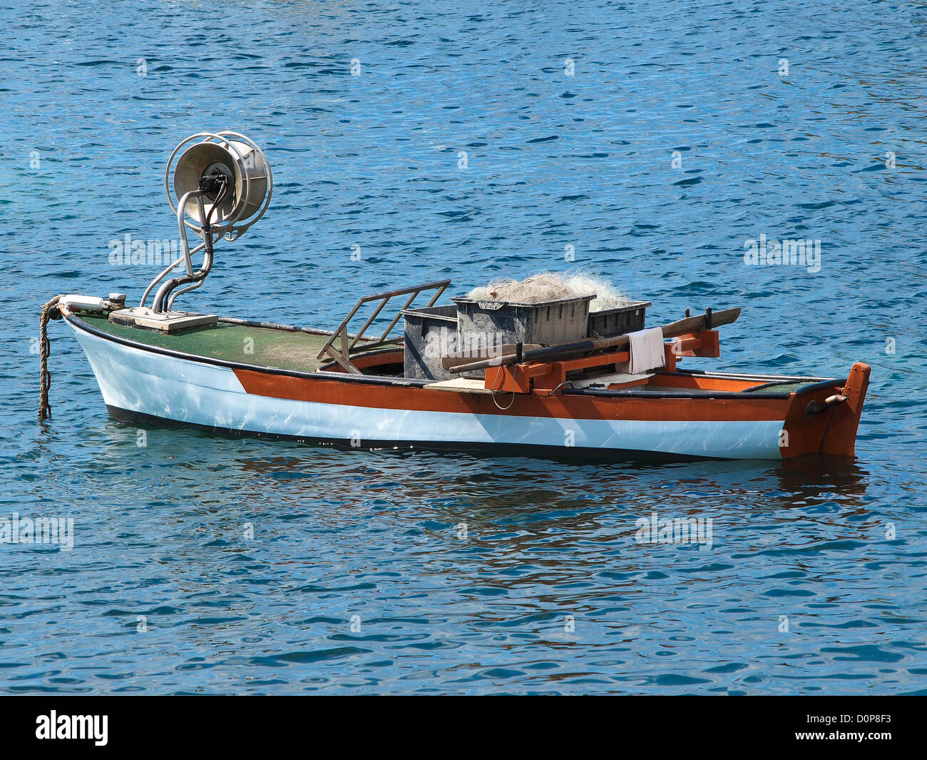 old wooden fishing boat with nets Stock Photo - Alamy