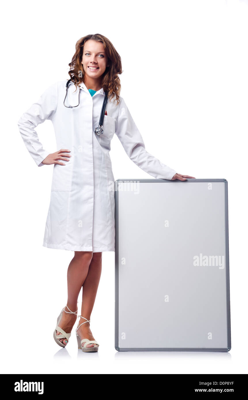 Woman doctor with blank board Stock Photo - Alamy