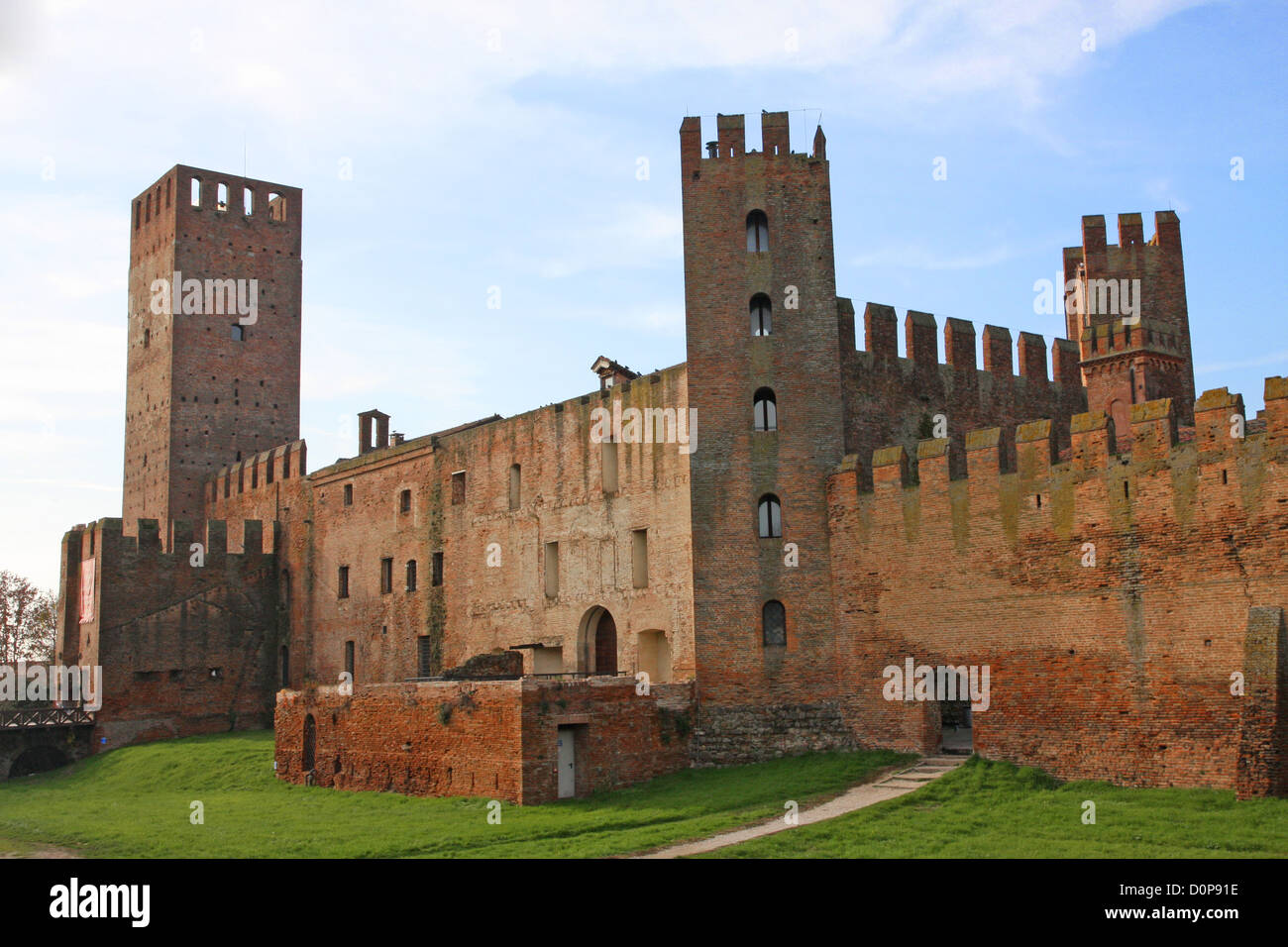 spires and towers of the medieval castle of Montagnana in Italy Stock ...