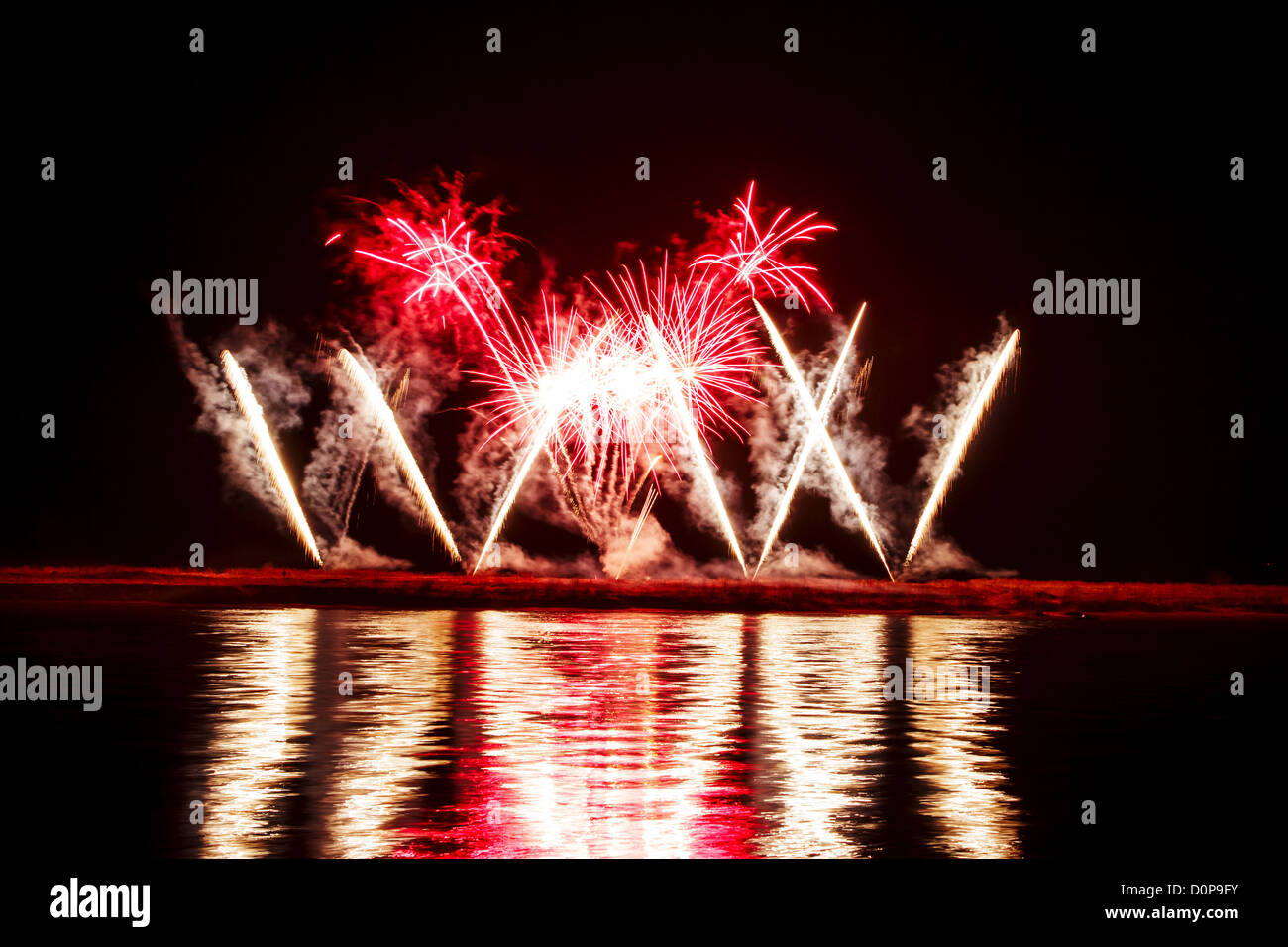 Fireworks flash in the black sky Stock Photo - Alamy