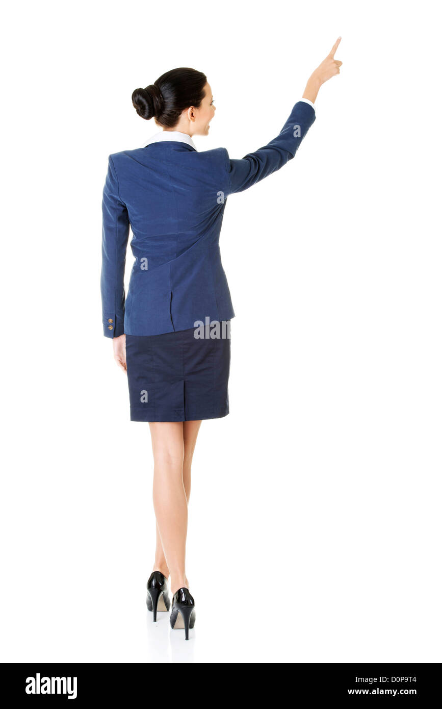 Young brunette woman presenting Cut Out Stock Images & Pictures - Alamy