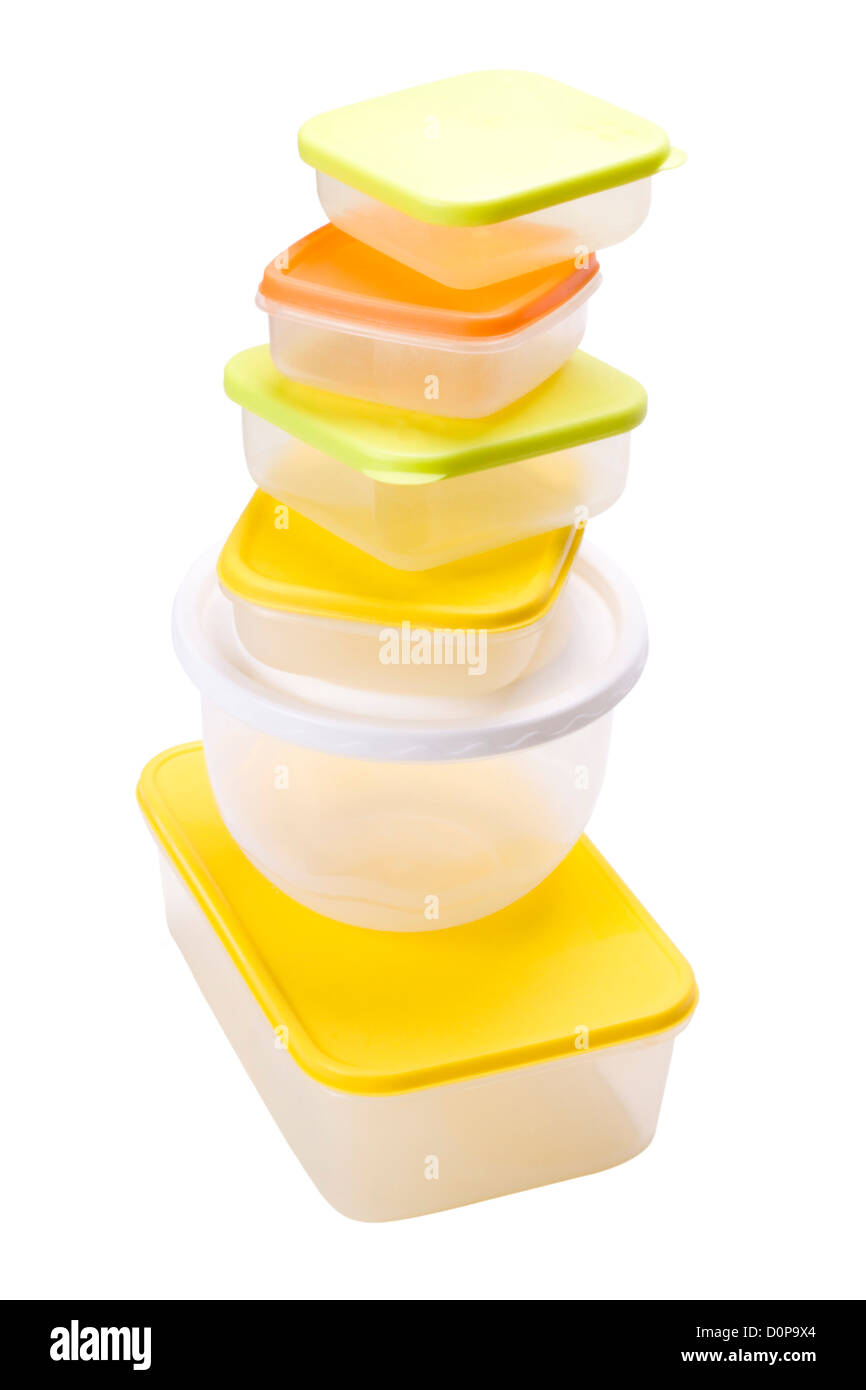 Close-up of a stack of plastic containers Stock Photo - Alamy