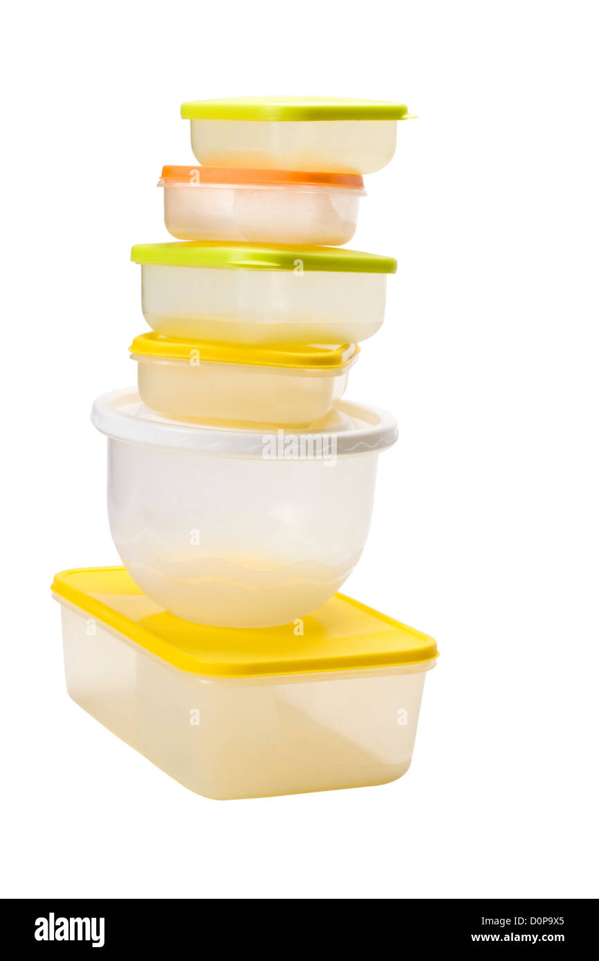 Close-up of a stack of plastic containers Stock Photo - Alamy
