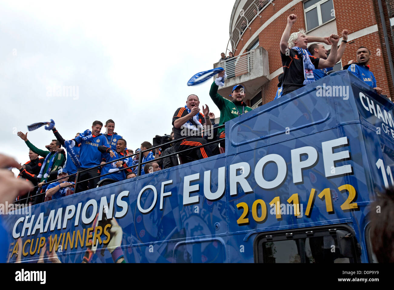 Chelsea FC Campions league Winners celebration on the open top buses ...