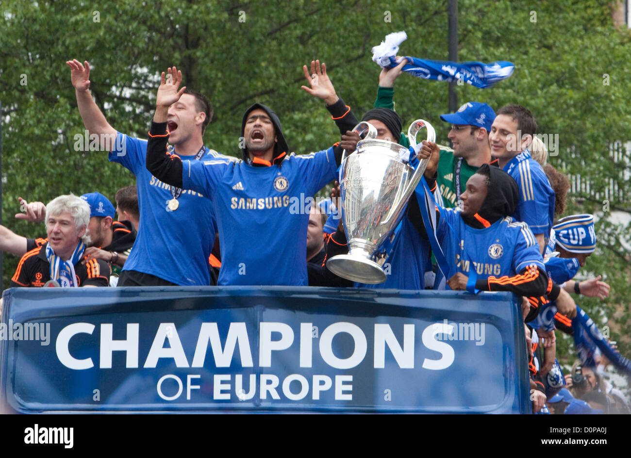 Chelsea FC Campions league Winners celebration on the open top buses ...